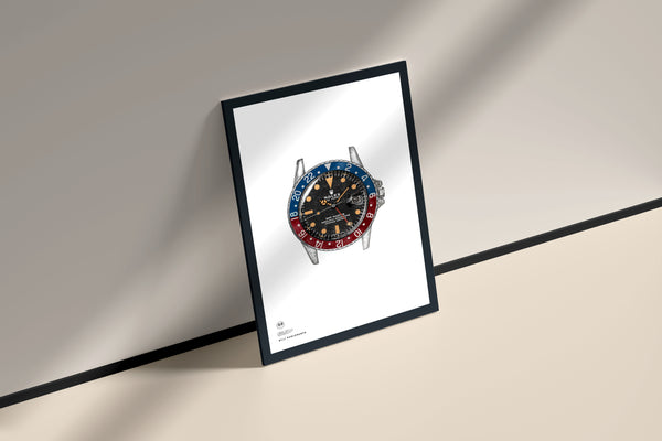 Rolex 1675 Pepsi Tropical Dial Framed Poster – 25 Dials